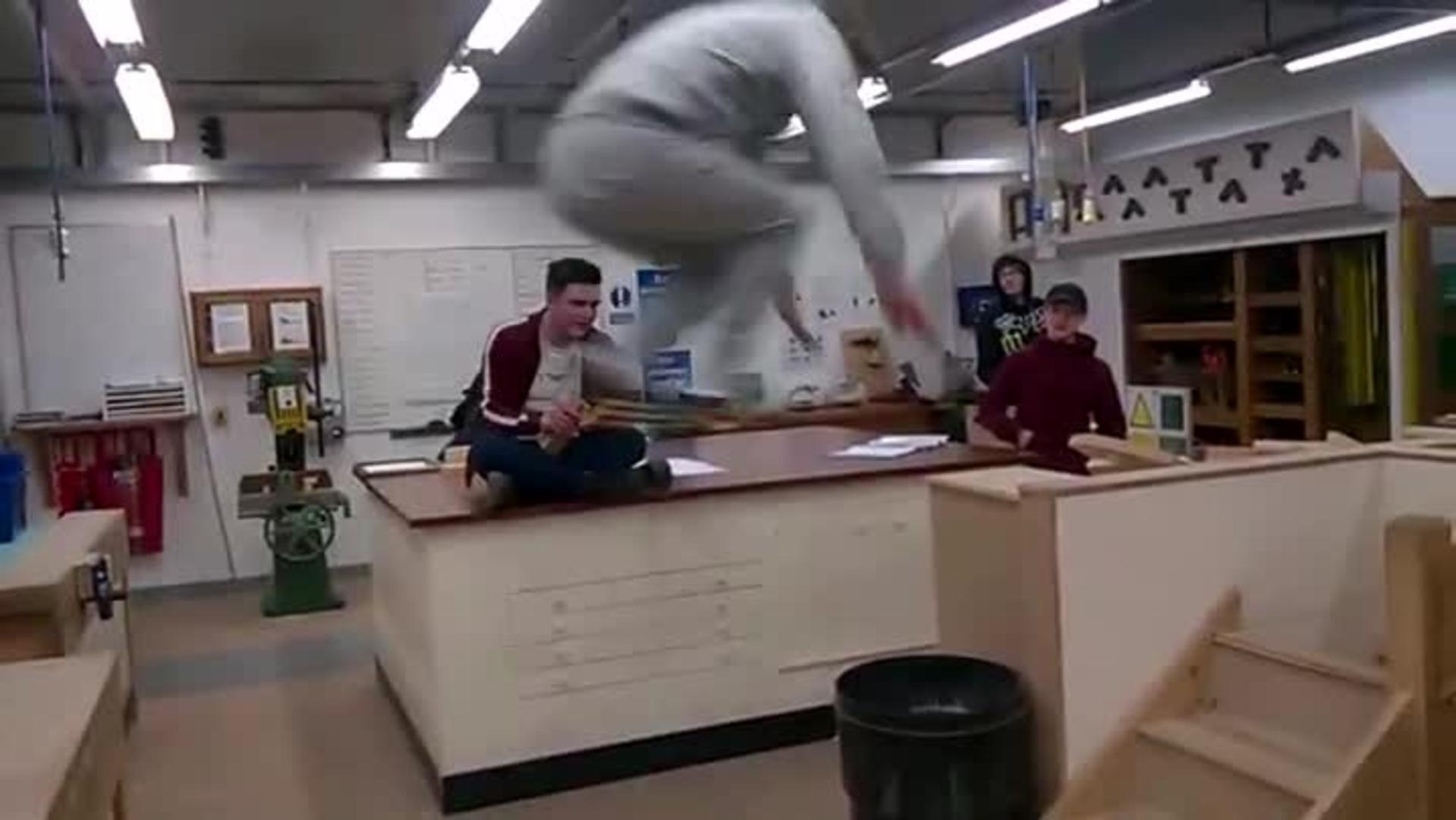 Man Jumps Off Van and Breaks Table | Jukin Media Inc