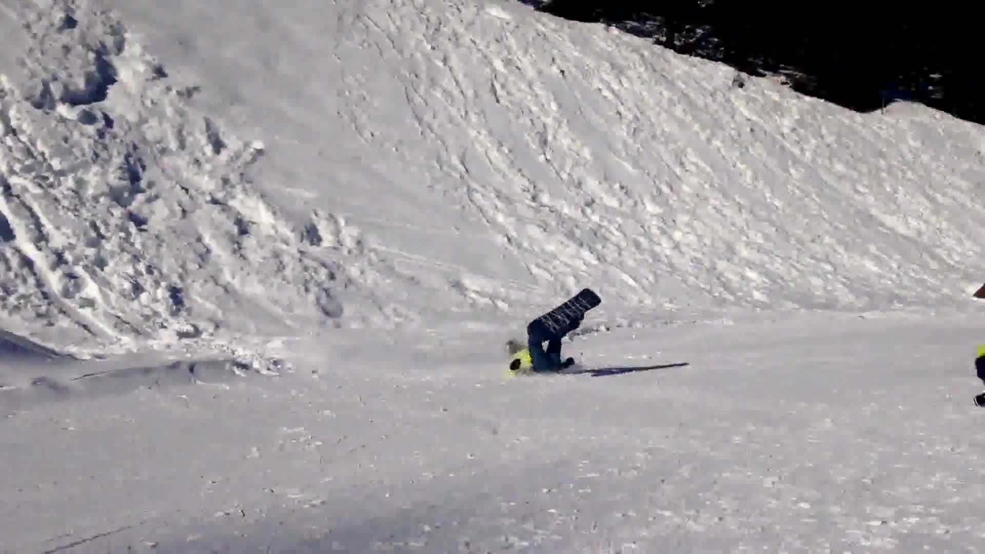 Slalom Snowboarder Crashes Downhill | Jukin Media Inc