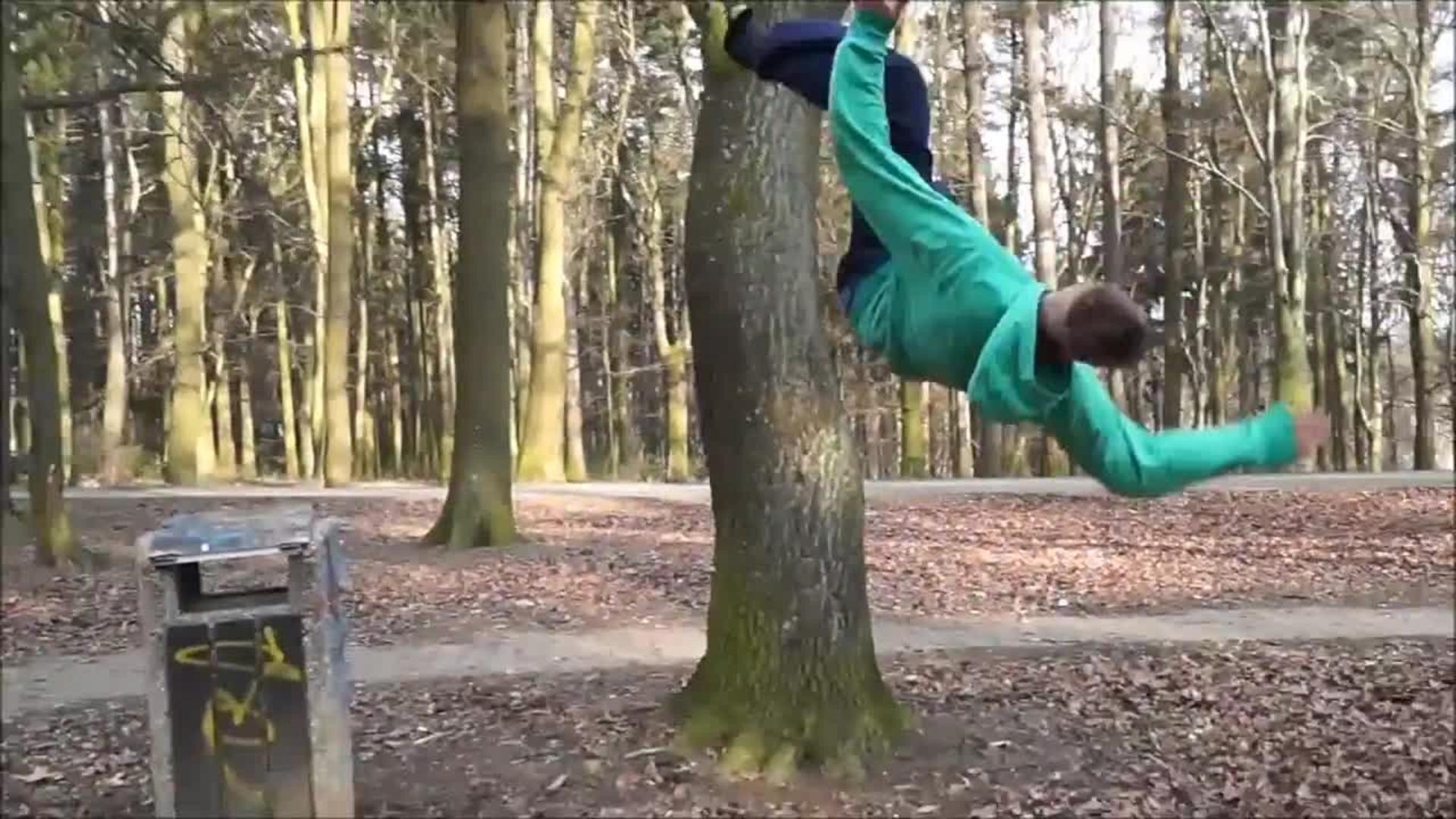 Parkour Tree Trunk Nutshot | Jukin Media Inc