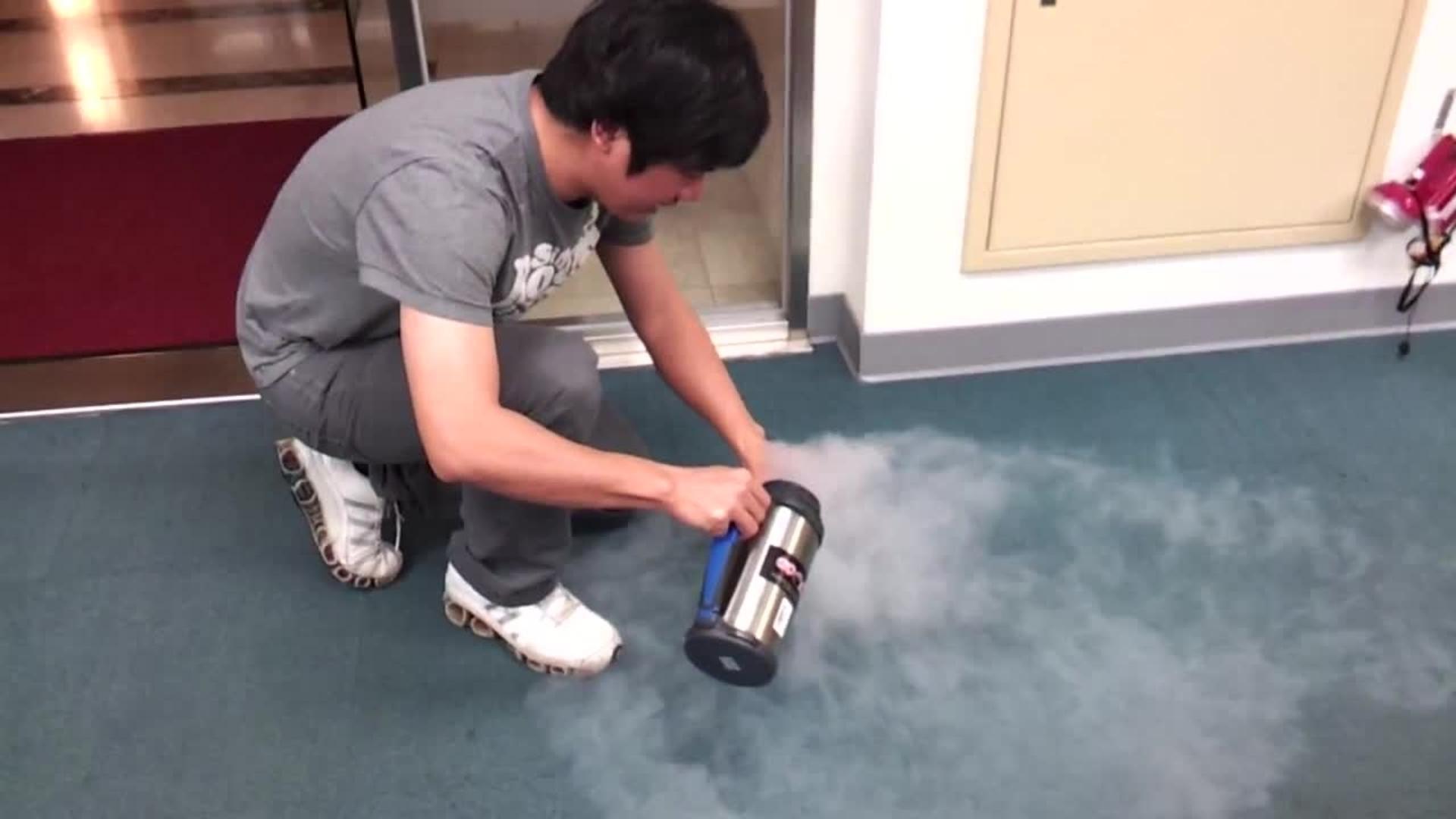 Guy Shakes Baking Soda in Bottle Causing It to Explode Near His Face ...