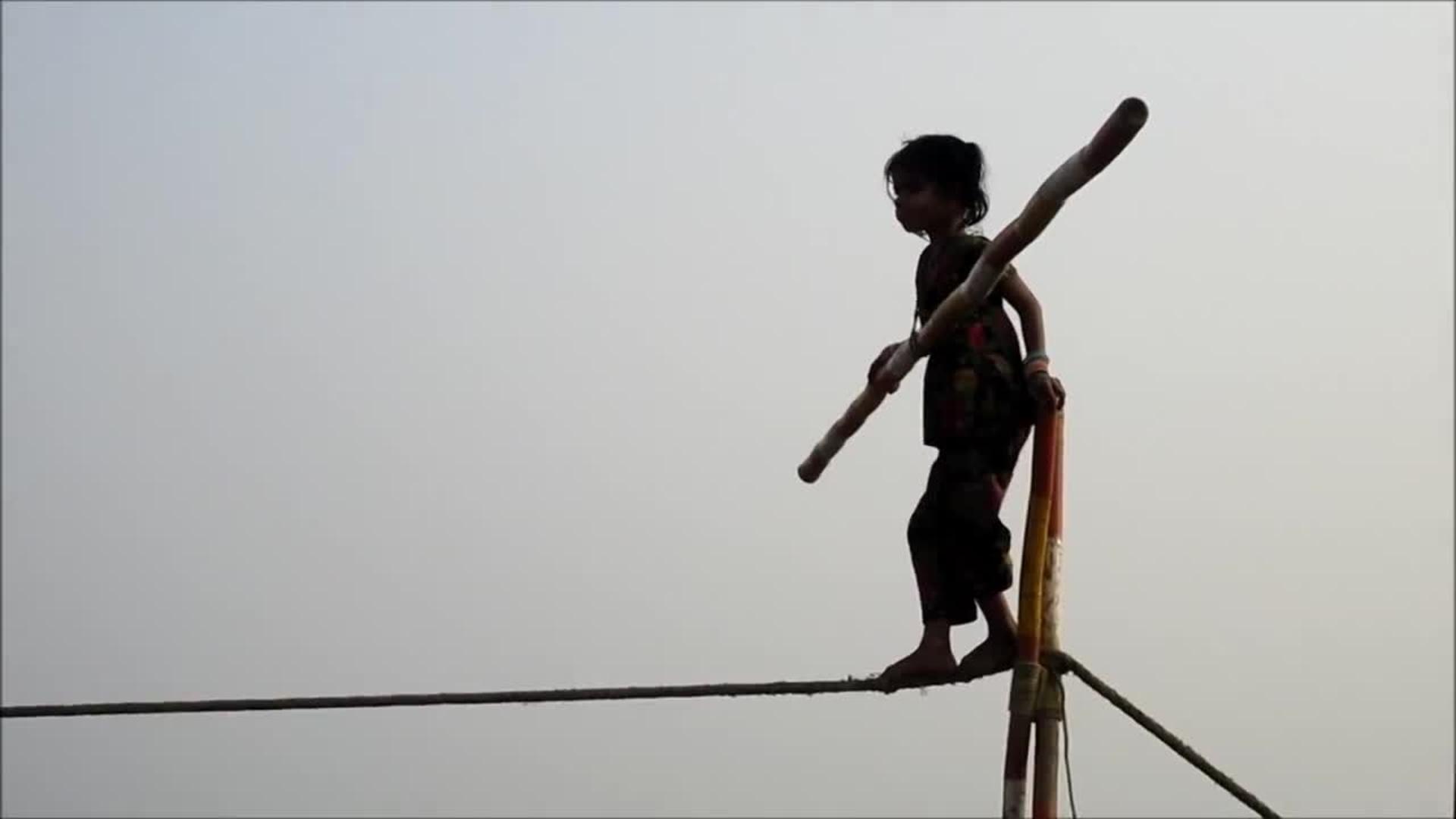 Little Girl Falls Off Tightrope | Jukin Media Inc