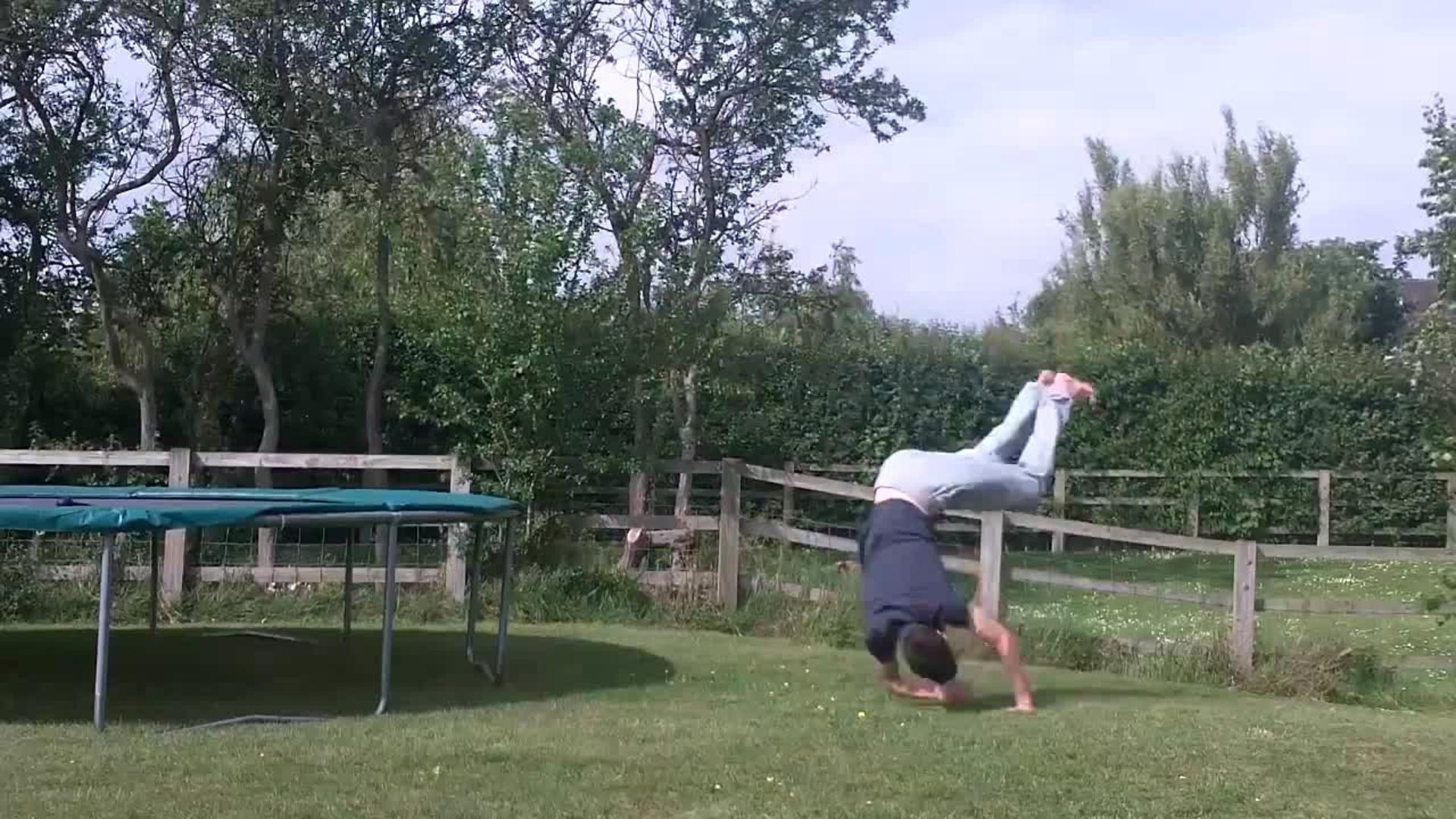 Shirtless Gymnast Triple Backflip Fail | Jukin Media Inc