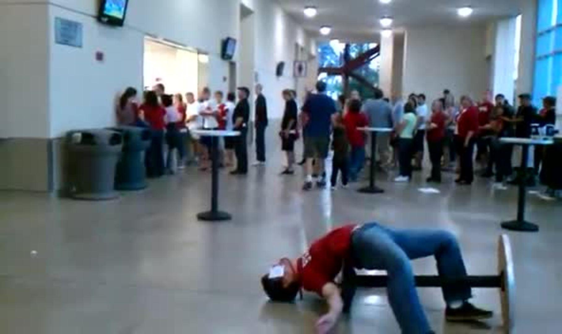 Stanford Kid Tries Jumping onto Table and Knocks It Over | Jukin Media Inc