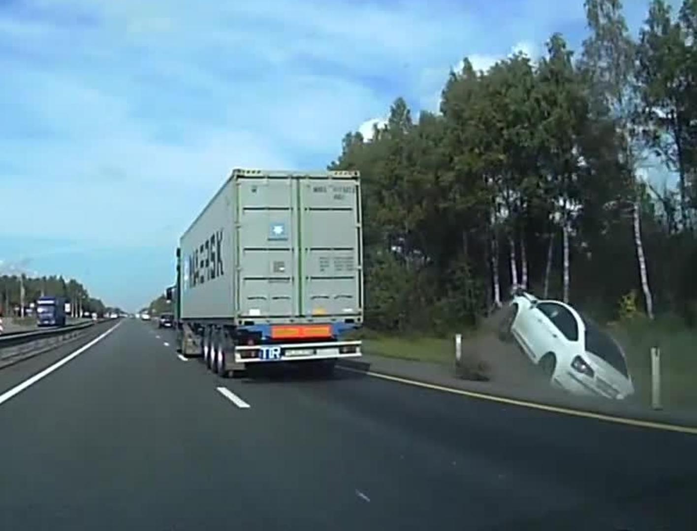 Semi-Truck Plows Through Cars Stuck in Traffic | Jukin Media Inc