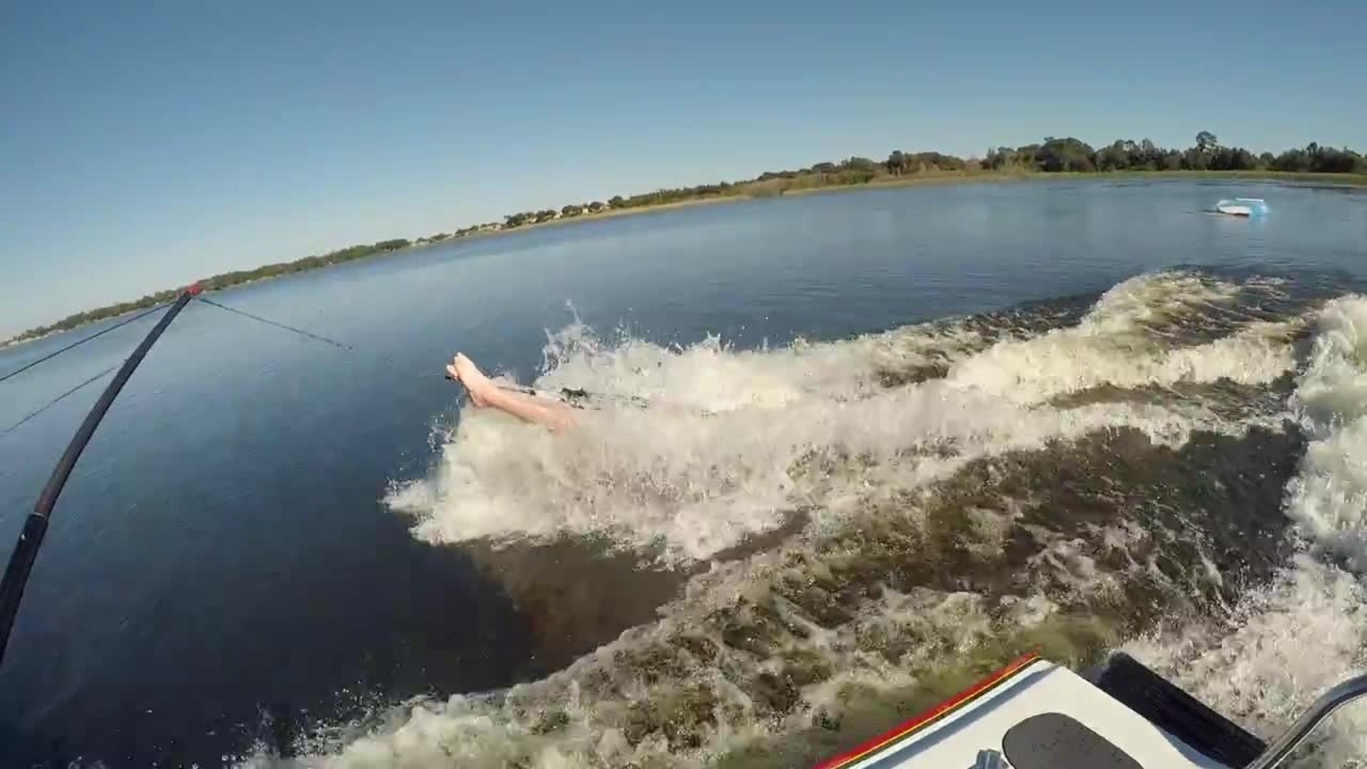 Brutal Barefoot Water Skiing Wipeout | Jukin Media Inc