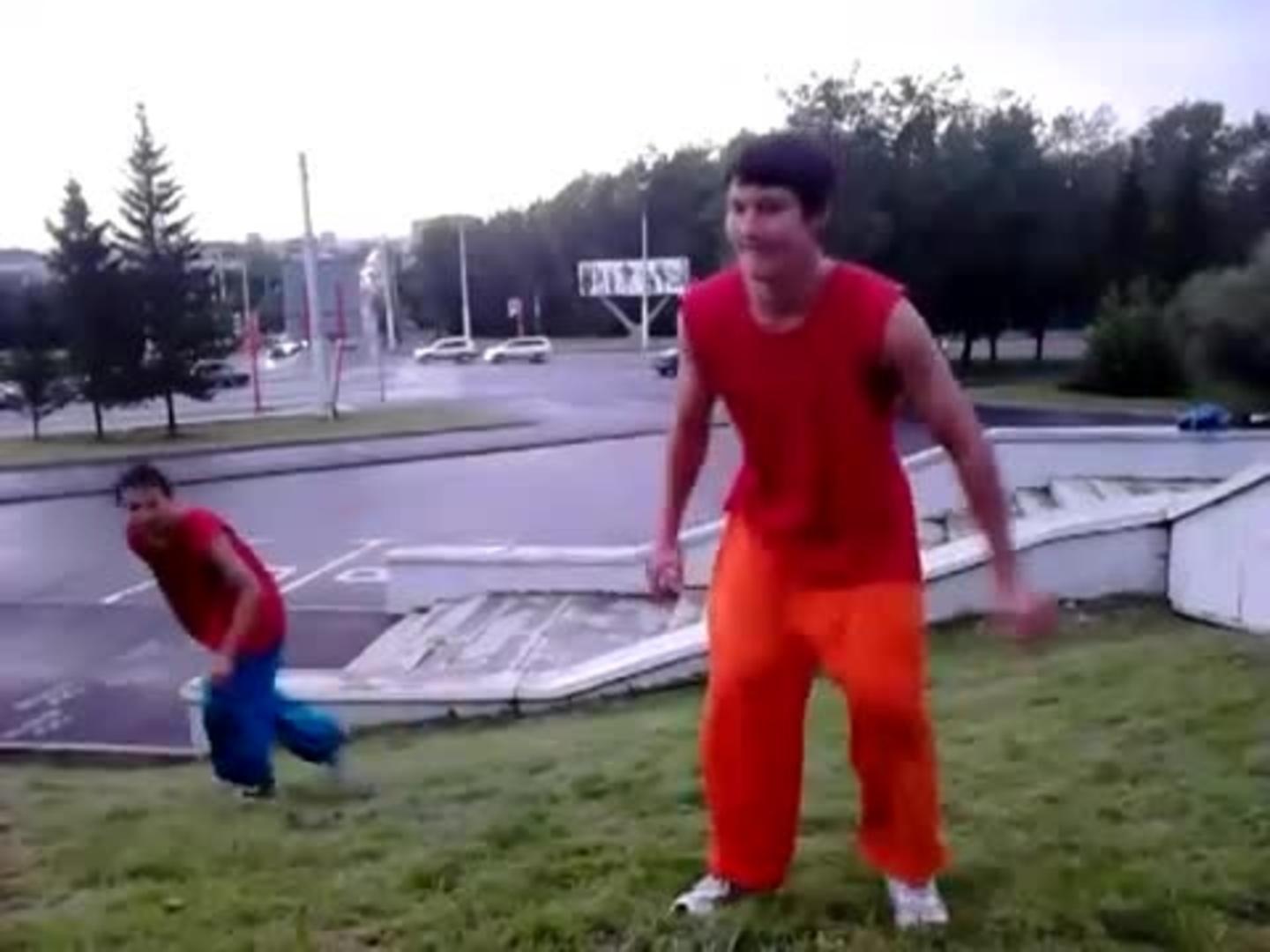 Orange Man Backflip Parkour Fail Into Stairs | Jukin Licensing