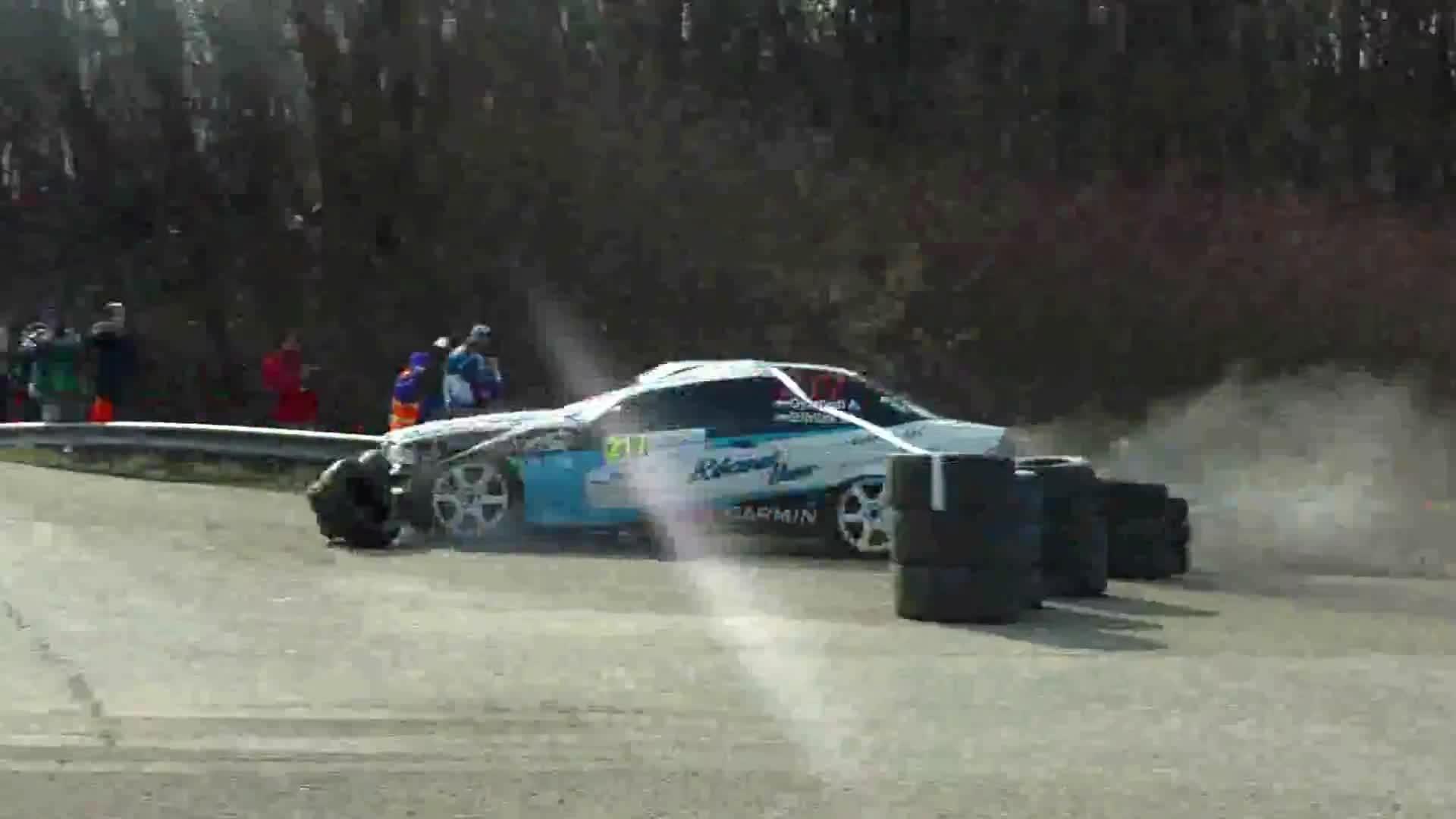 Rally Car Almost Crashes into Tractor | Jukin Media Inc