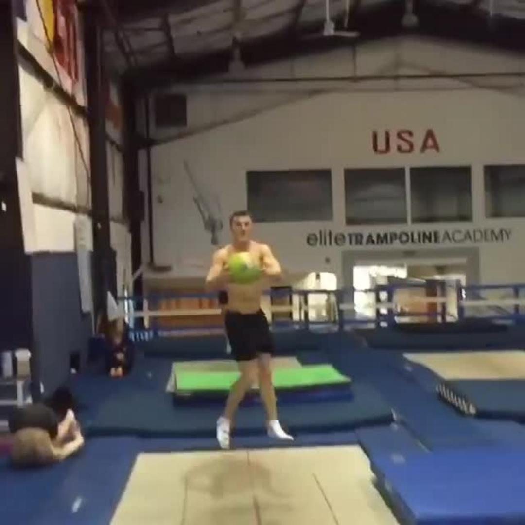 Guy Plays with Ball on Trampoline | Jukin Licensing