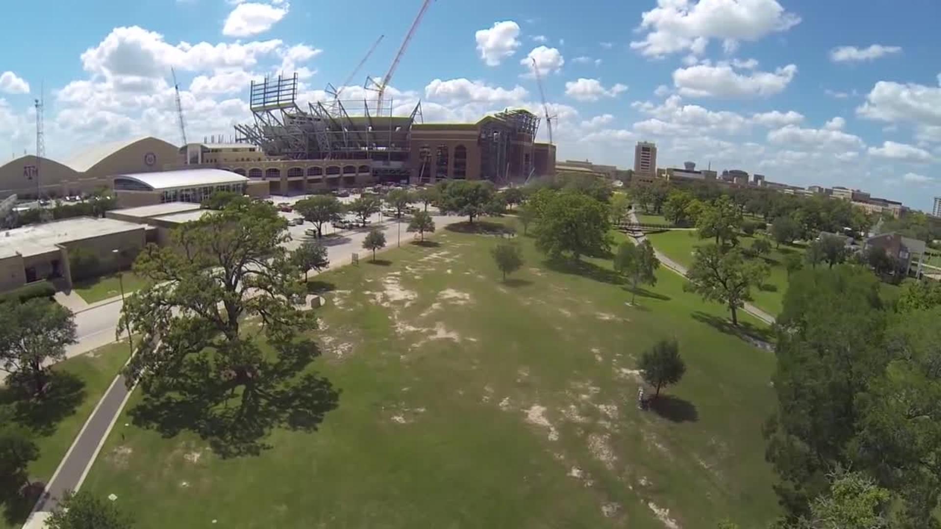 Drone View of Kyle Field Renovations from South Side | Jukin Licensing