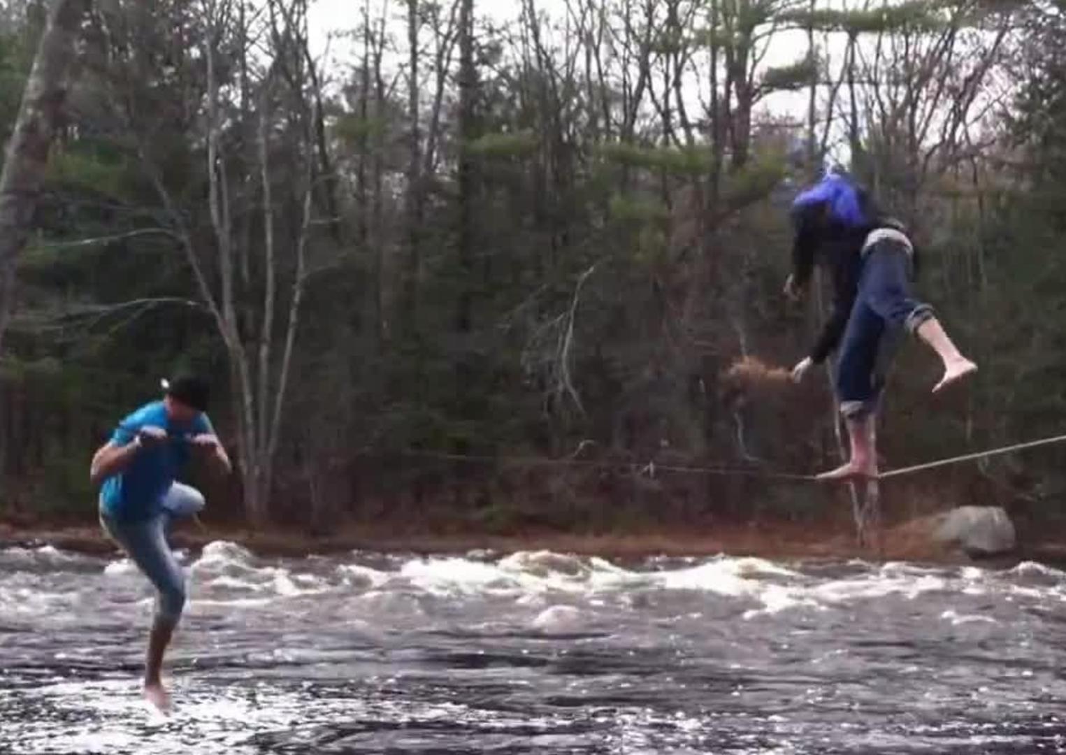 Slacklining over River Fail | Jukin Licensing