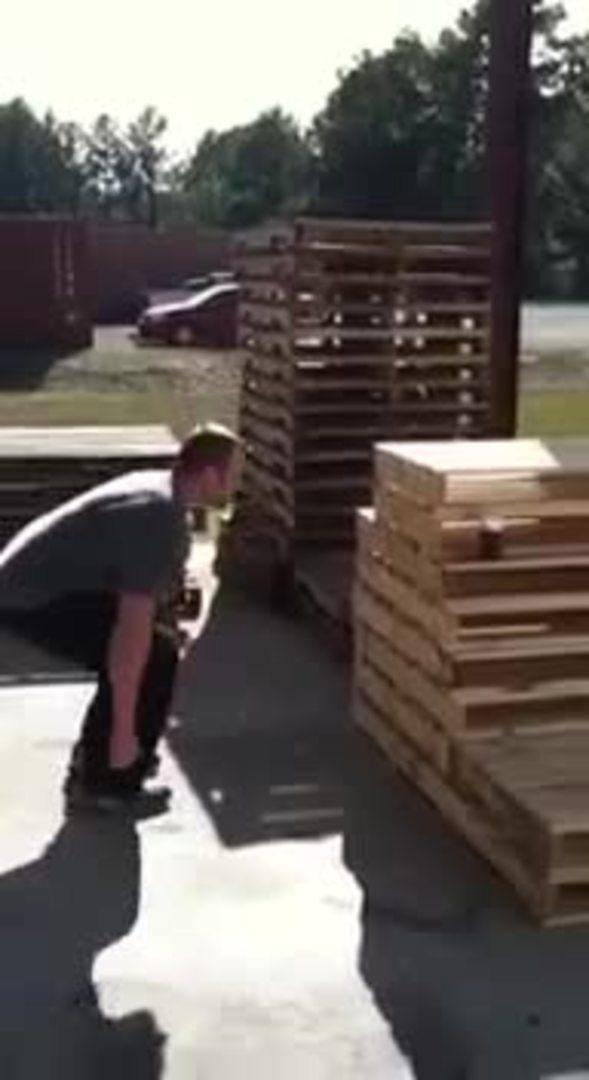 Guy Attempts to Jump on Wooden Pallet Stack | Jukin Licensing