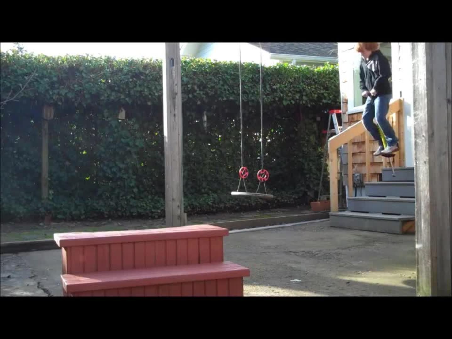 Kid on Pogo Stick Falls off Stair Jump | Jukin Licensing