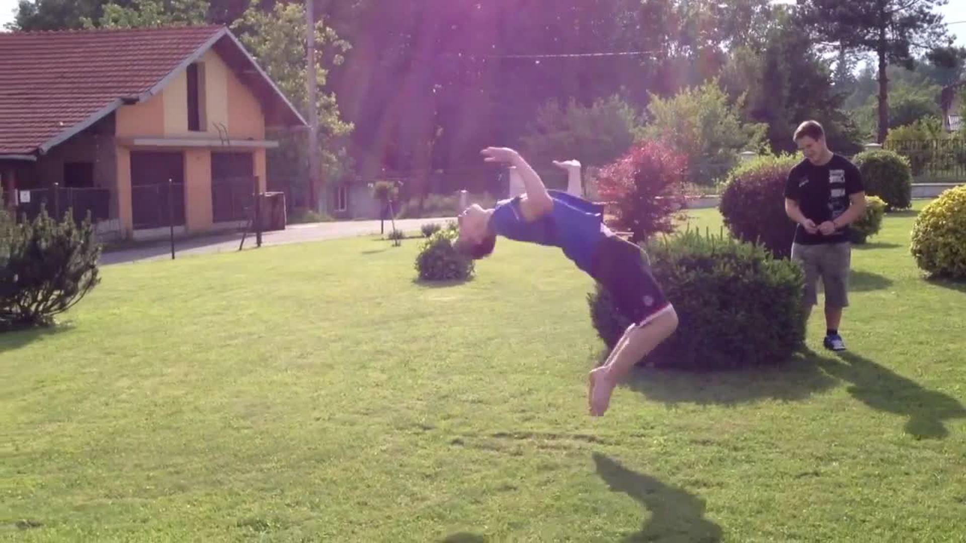 Guy Fails to Land Backflip in Backyard | Jukin Media Inc
