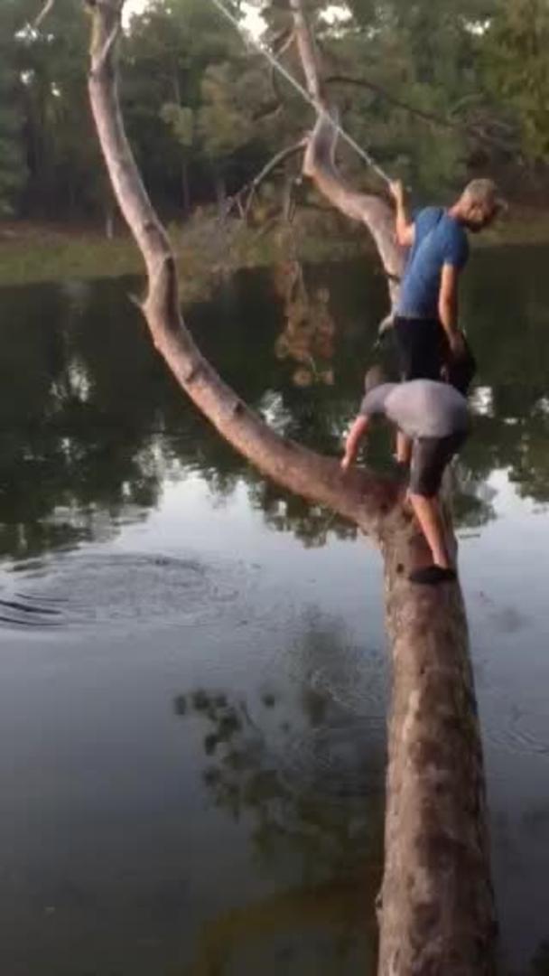 Guy Pushes Friend Off Rope Swing | Jukin Licensing