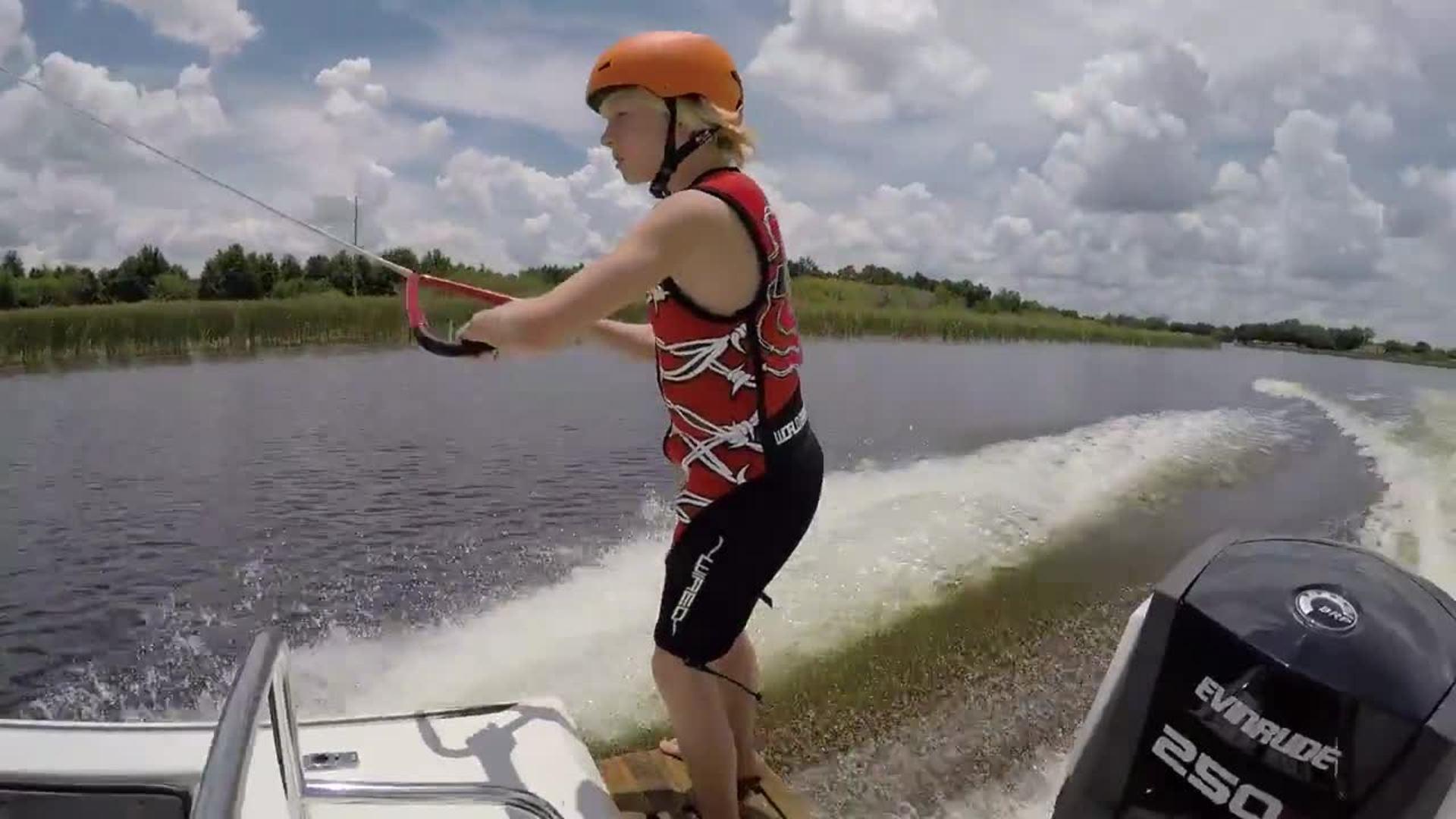 Kid Crashes on Barefoot Water Skiing Ramp | Jukin Licensing