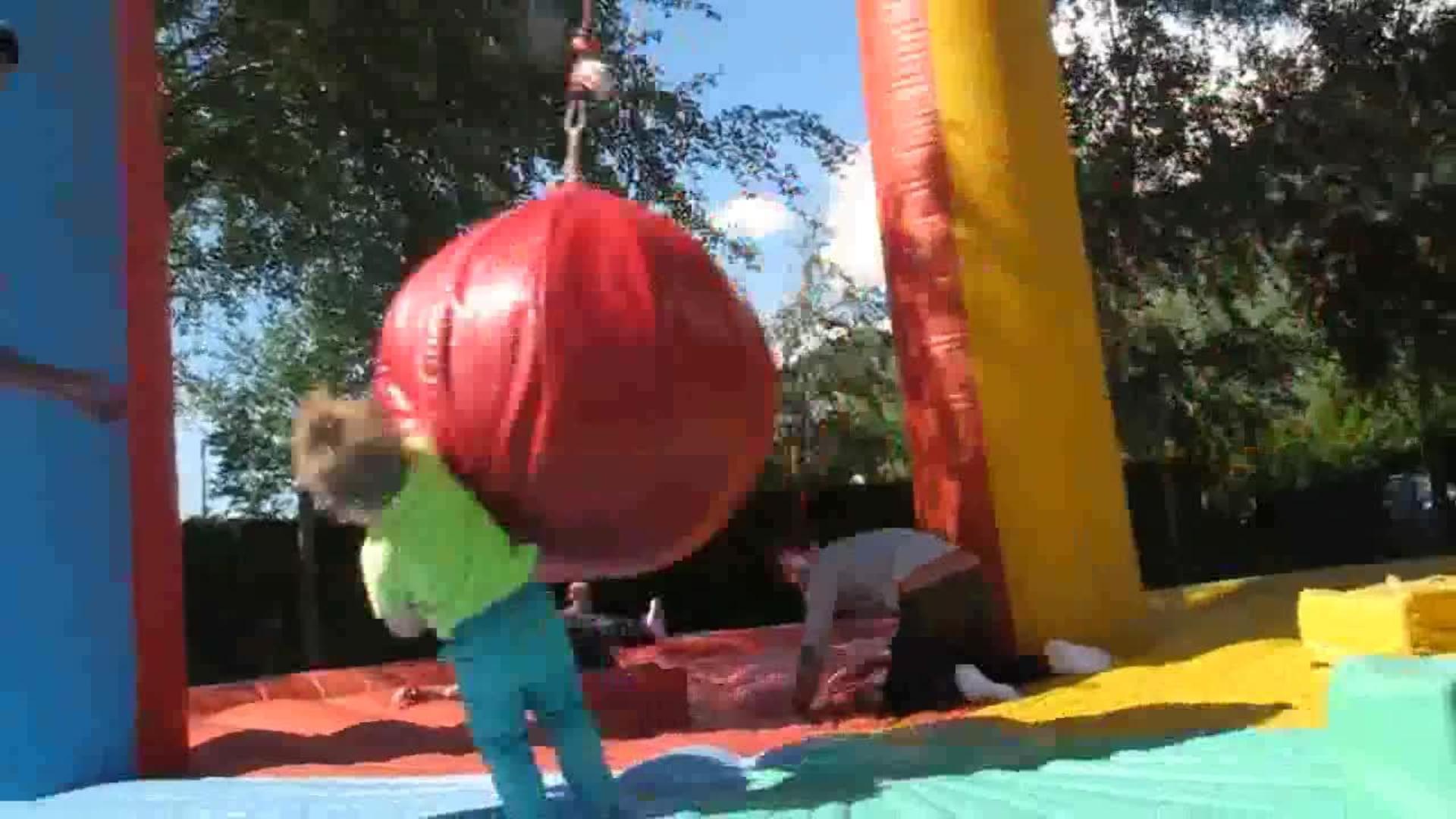Little Boy Knocked Down in Inflatable Castle | Jukin Licensing