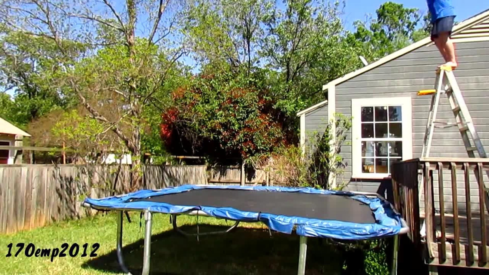 Ladder to Trampoline Double Backflip Fail | Jukin Licensing