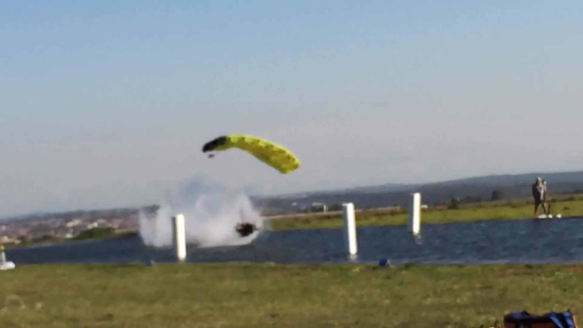 Paraglider Crash Lands into Pond | Jukin Media Inc