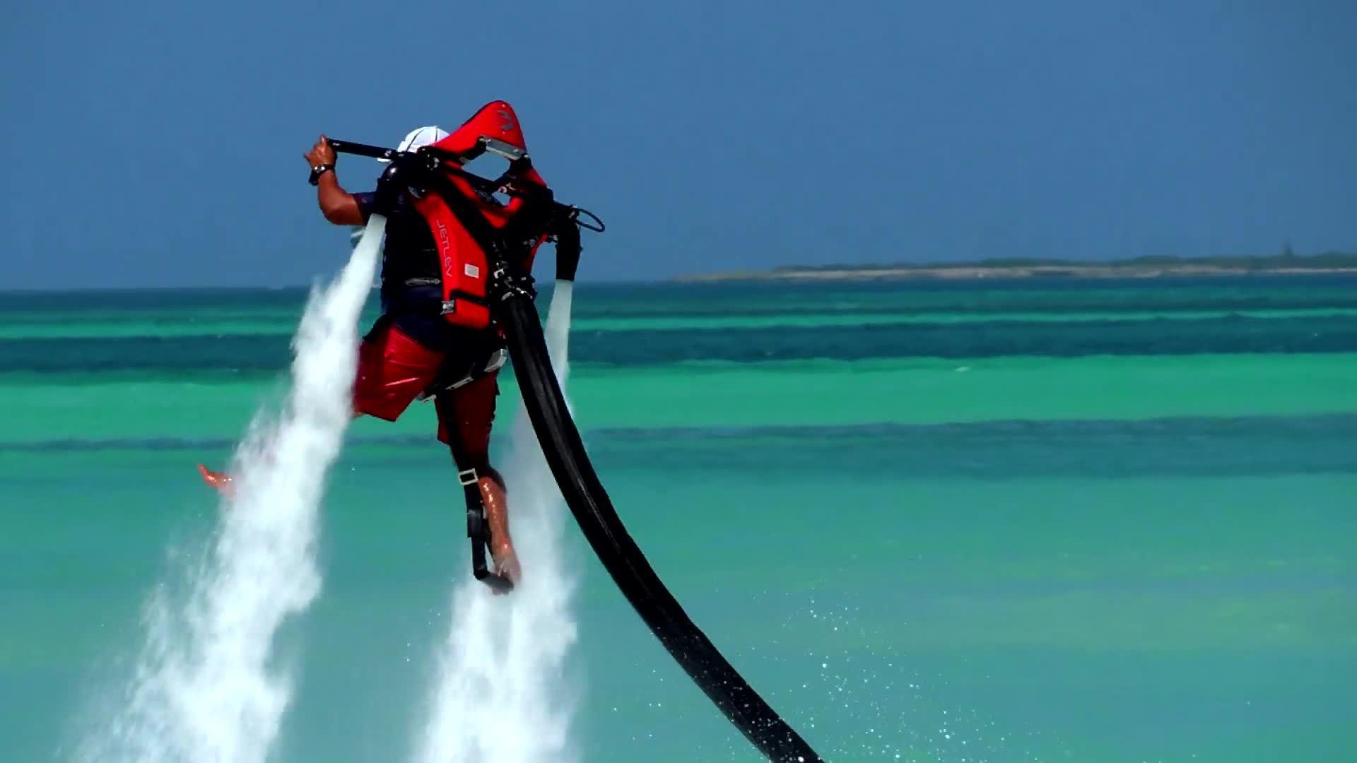 Guy with Jetpack Flies over Ocean | Jukin Licensing