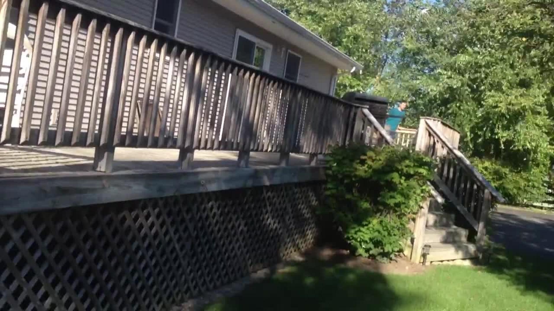 Backyard Deck Jump Fail Hits Ground | Jukin Licensing