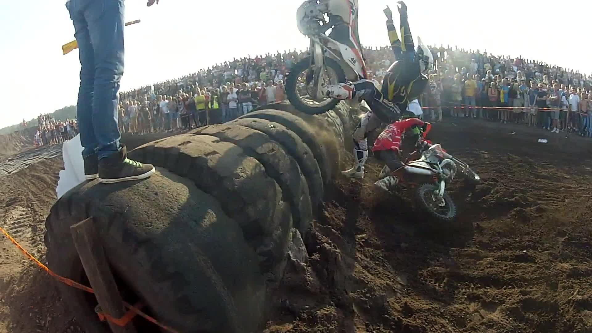 Dirt Bike Obstacle Course Fail Launches into Crowd | Jukin Licensing
