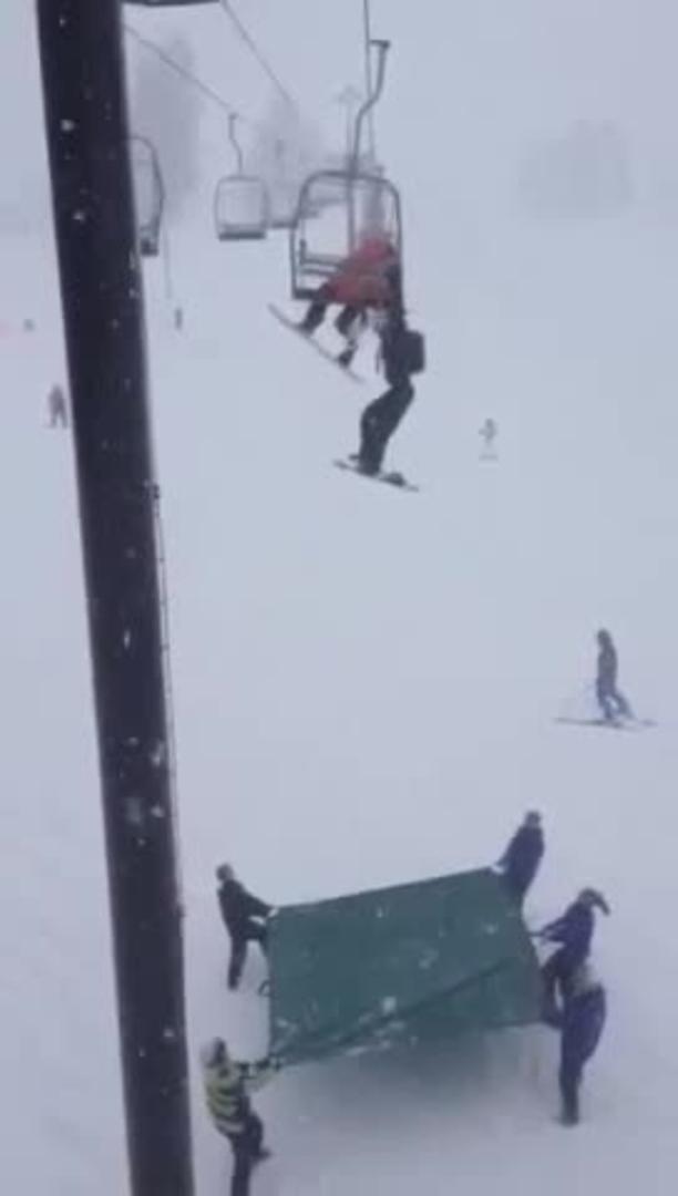 Man Falls out of Moving Ski Lift | Jukin Media Inc