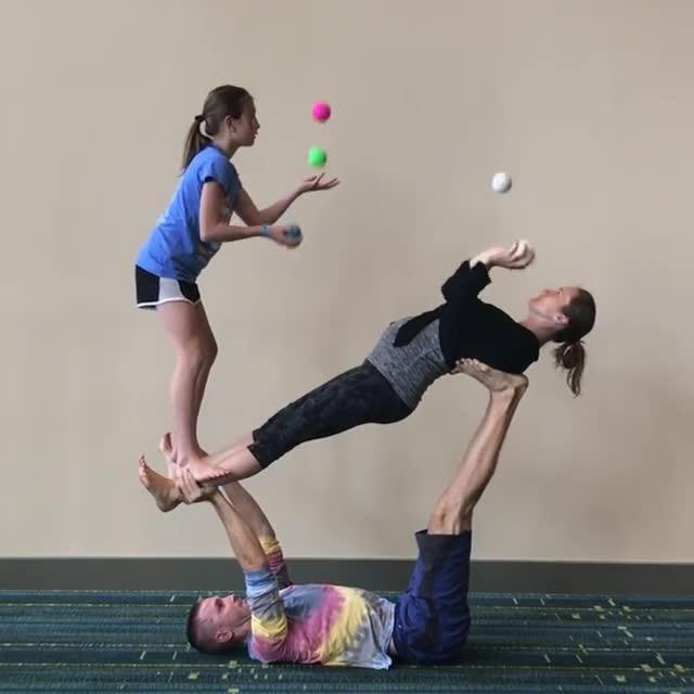 Mom and Daughter Do Acrobatic Juggling on Dad | Jukin Licensing
