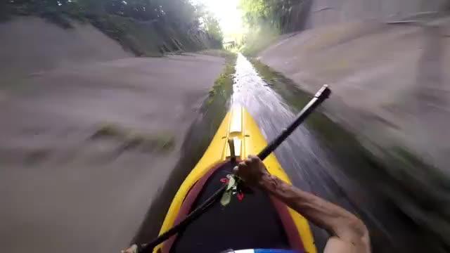 Guy Rides Kayak Down Ditch | Jukin Licensing