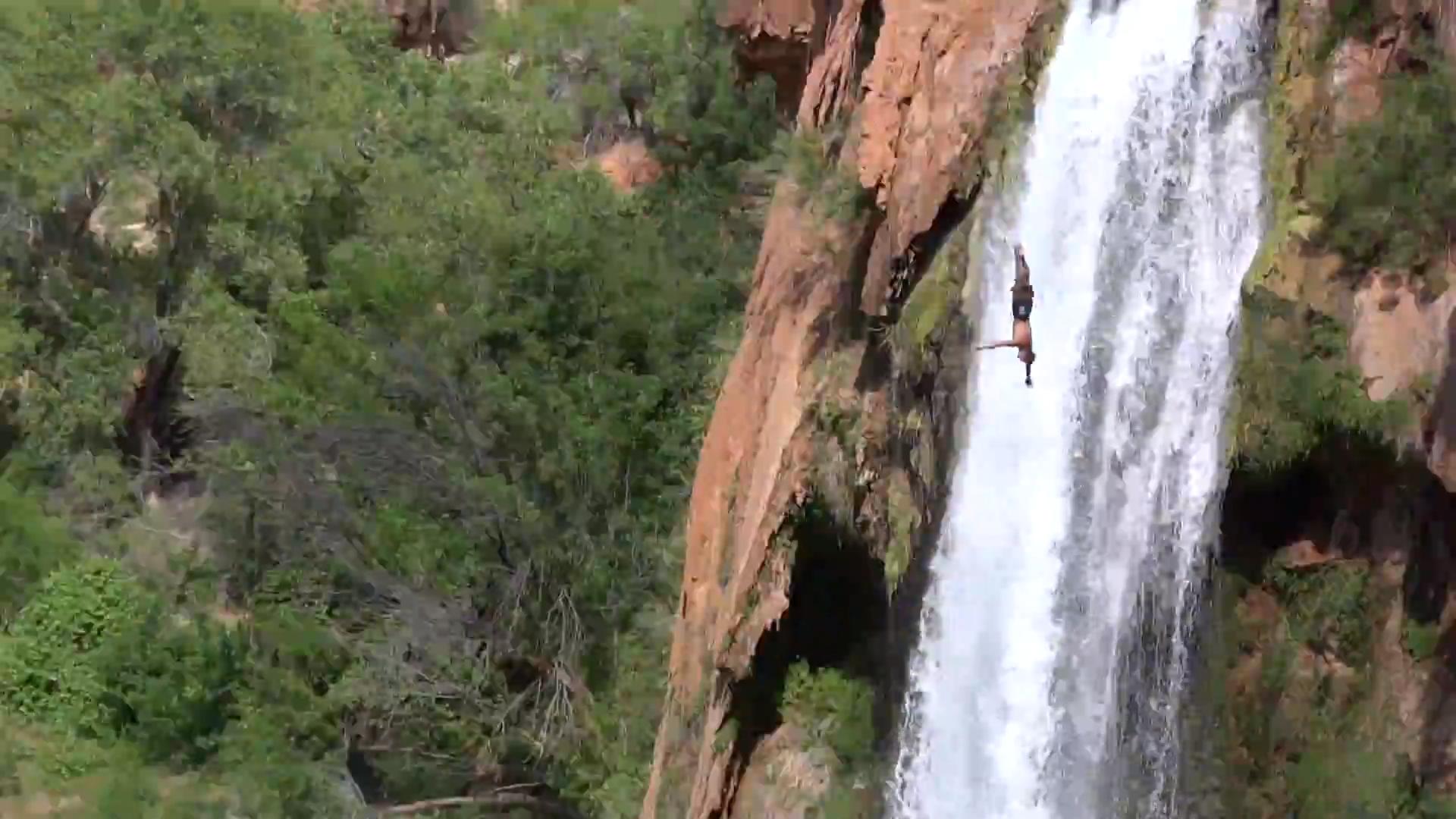 Guy Jumps off Waterfall | Jukin Media Inc