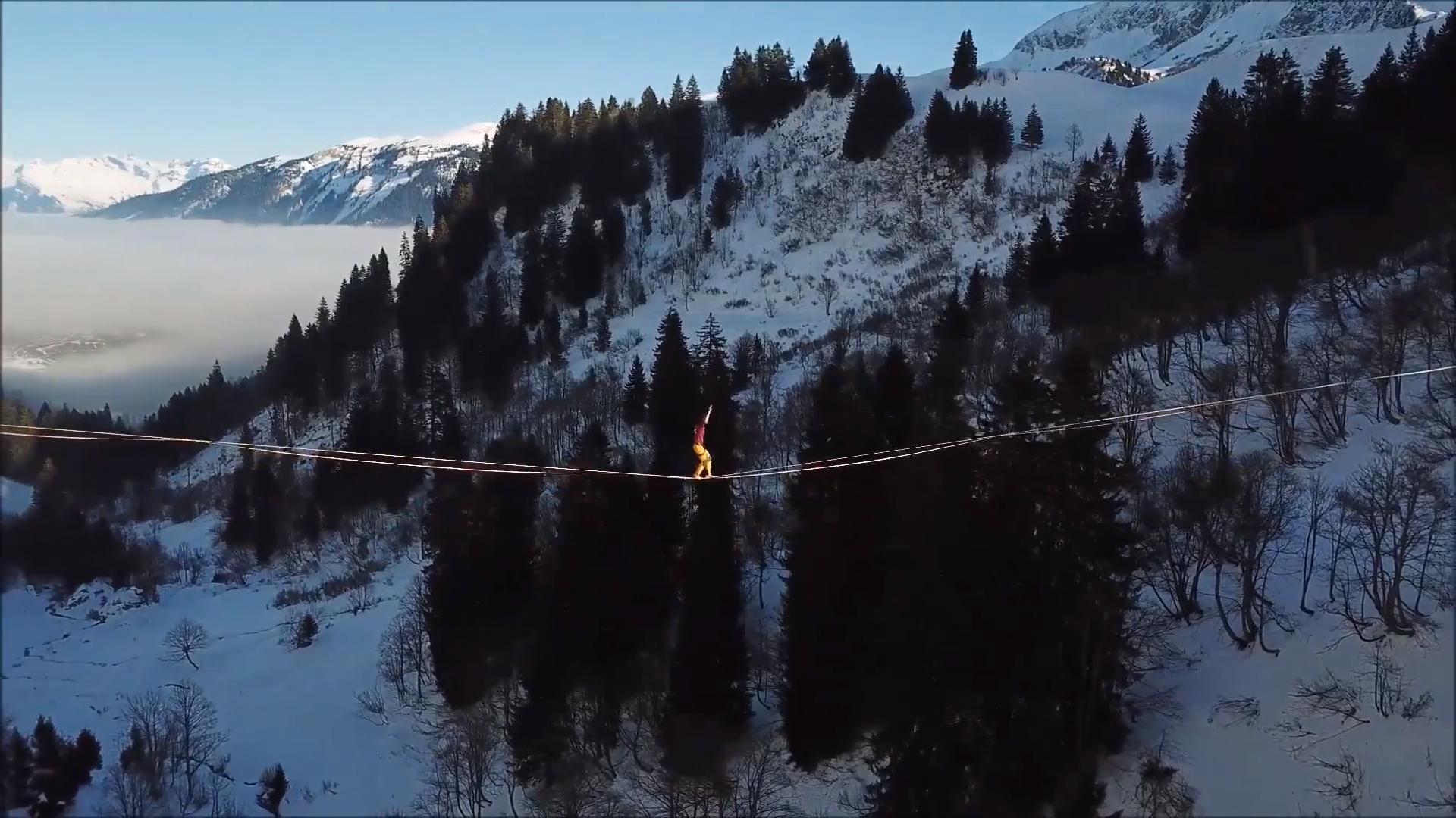 Guy Walks on Tightrope Between Mountains | Jukin Media Inc