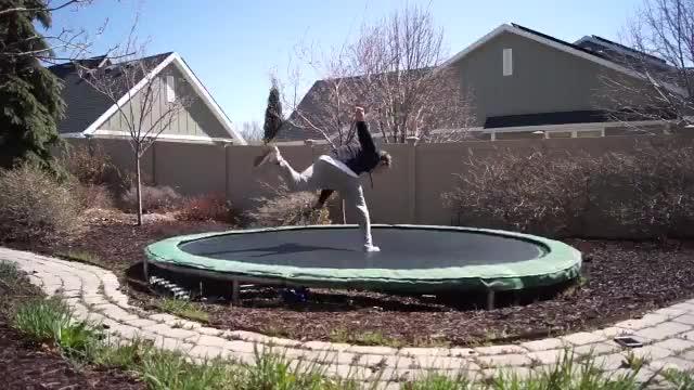 Trampoline Jump Onto Fence Fail | Jukin Media Inc