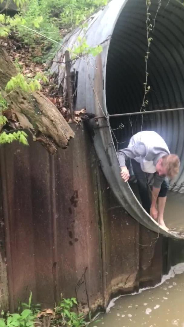 Guy Falls Out of Drain Pipe and Into Water | Jukin Licensing