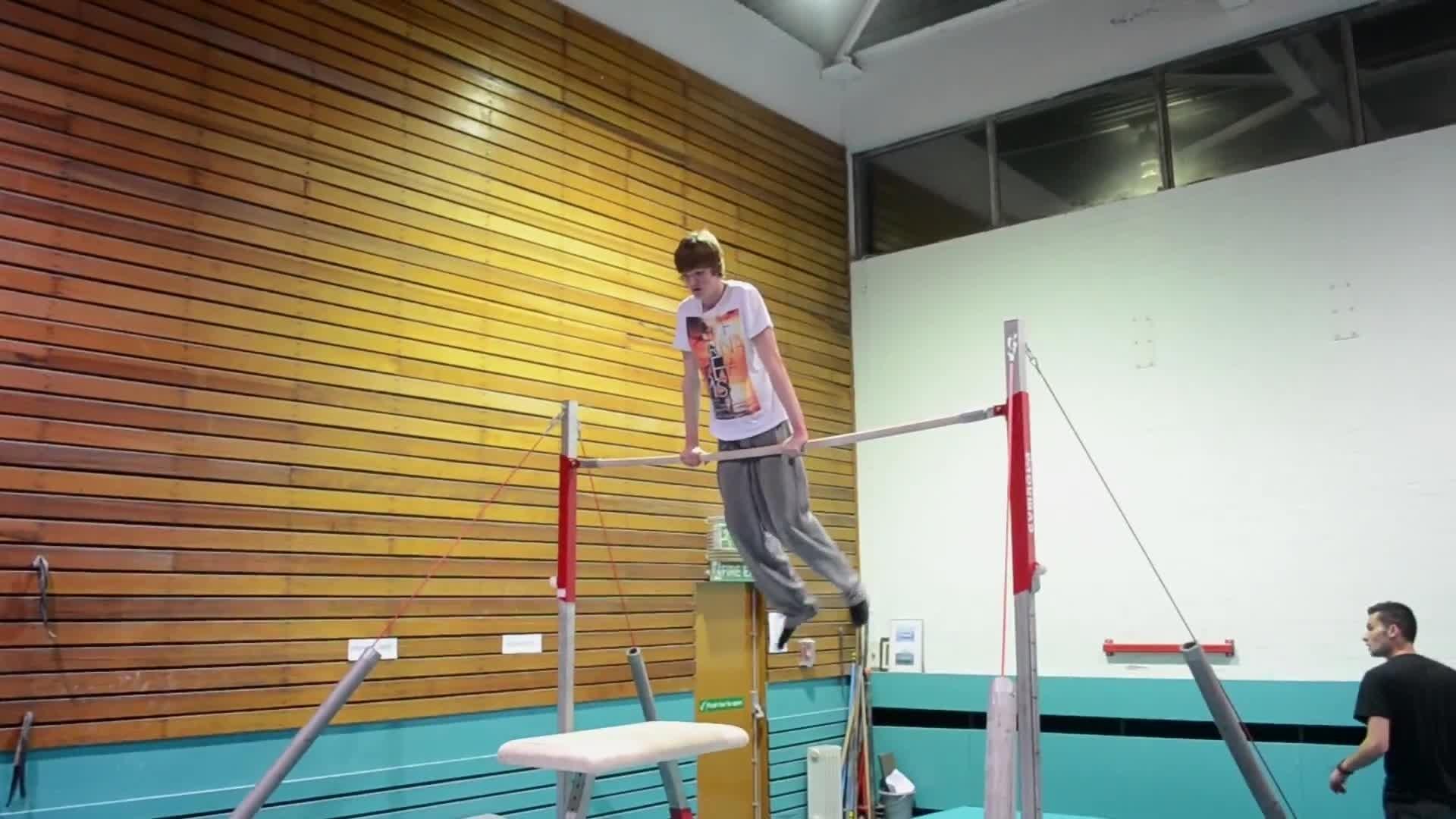 Two Guys Swing on a High Bar and Collide | Jukin Media Inc