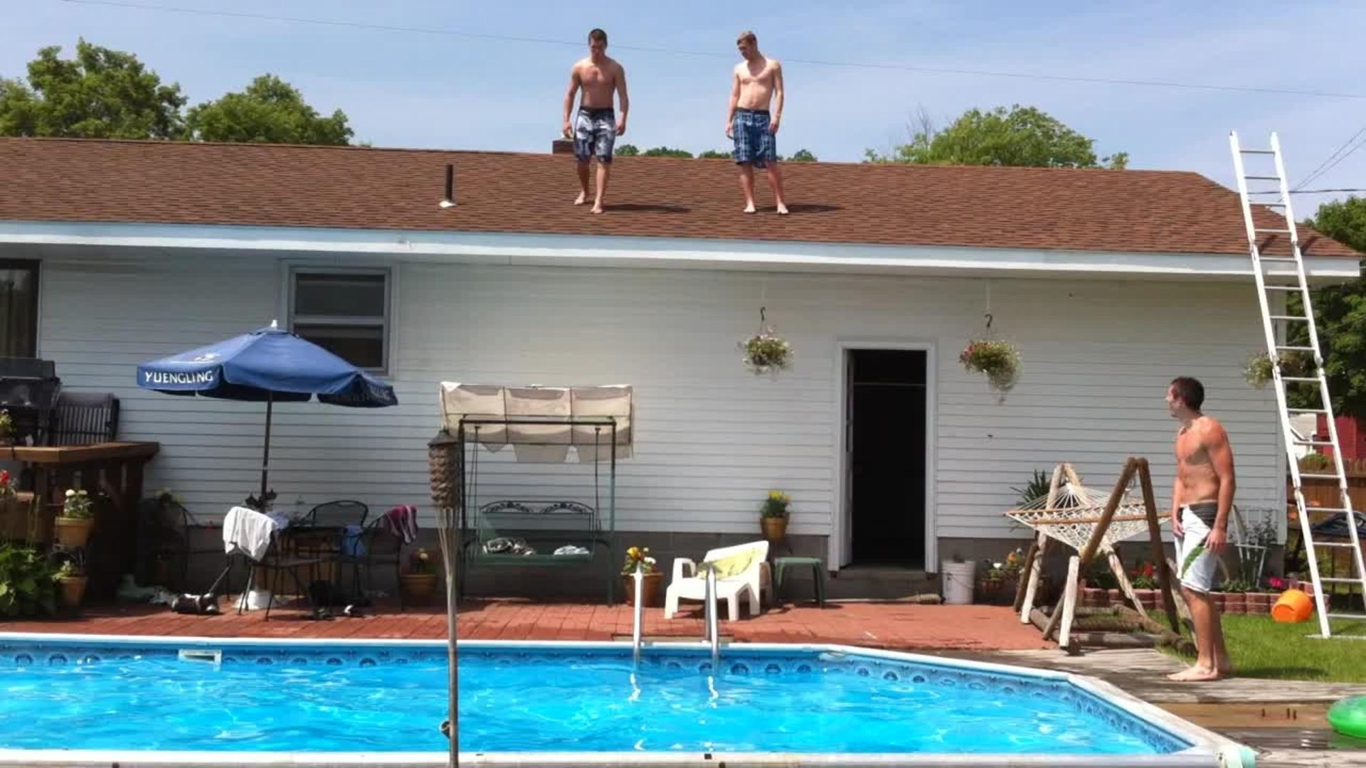 Two Girls Get Drunk at Pool Party and Fall off Wall | Jukin Media Inc