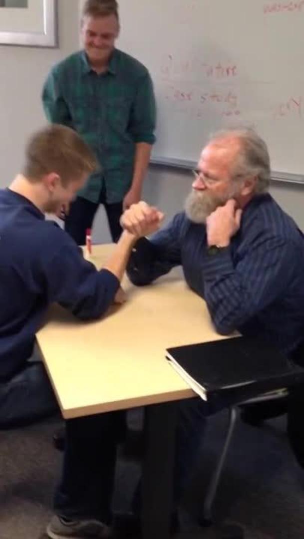 Student Arm Wrestles English Professor and Loses | Jukin Licensing