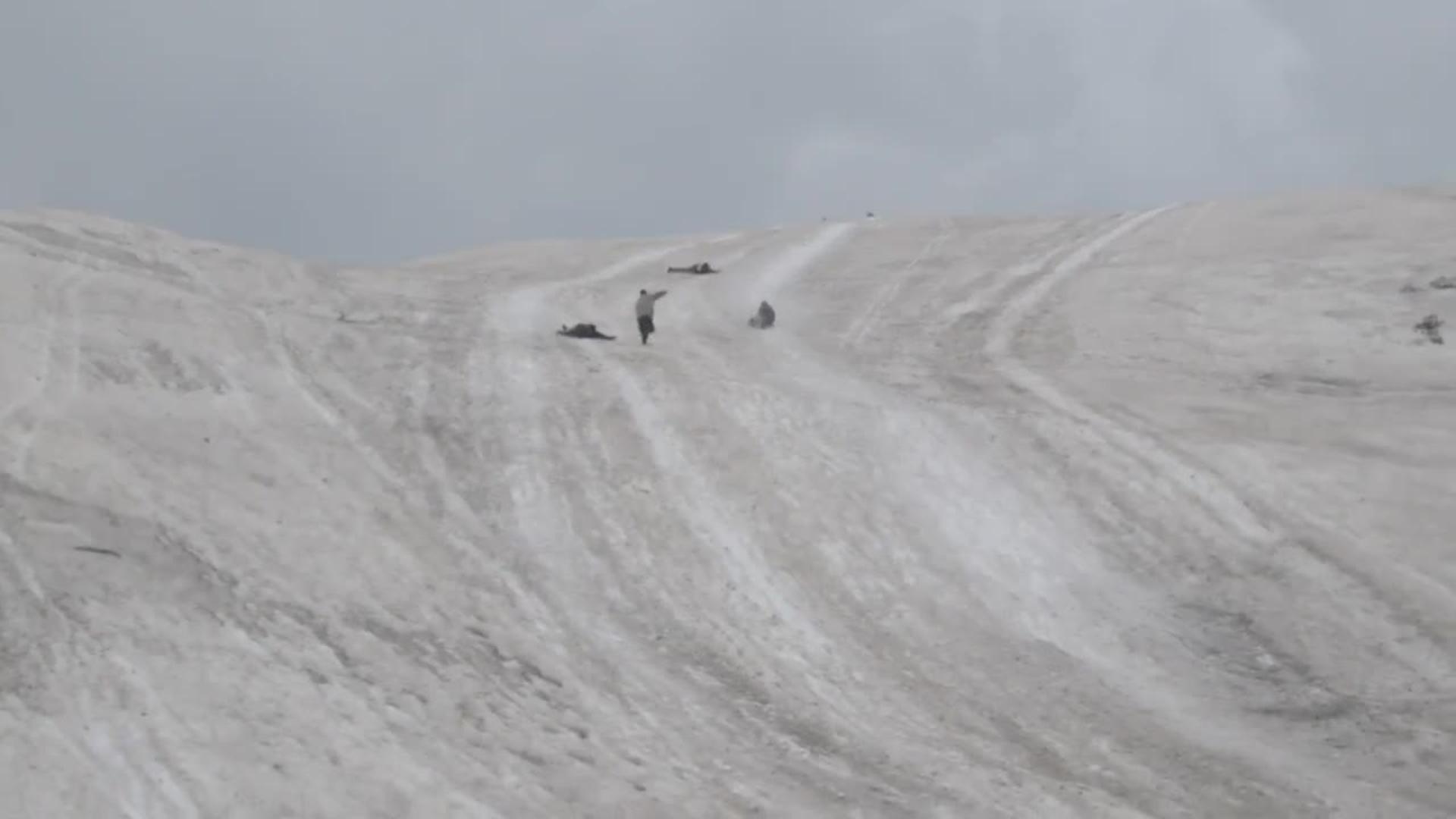 Ice Sliding Down Mountain Almost Falls Off | Jukin Licensing