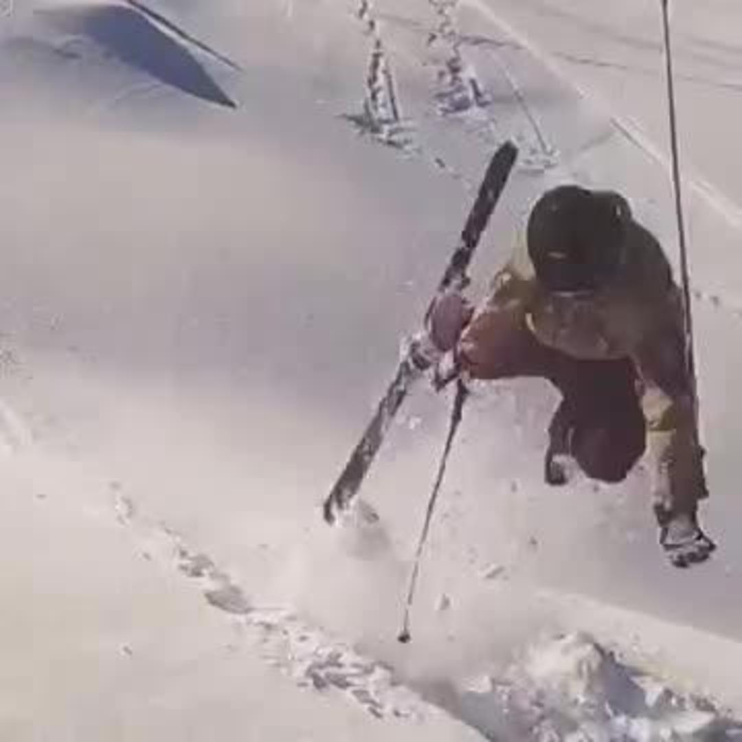 Ski Frontflip Fail Ends in Snow Angel Position | Jukin Media Inc