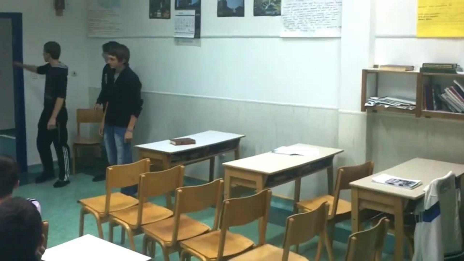 Student Falls Over when Shoelaces Tied to Desk | Jukin Media Inc