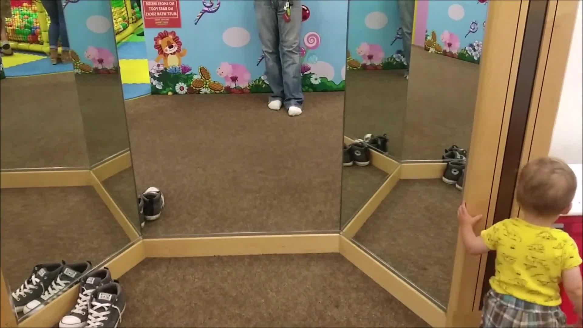 Toddler Tries to Fist Bump His Reflection in Mirror | Jukin Licensing