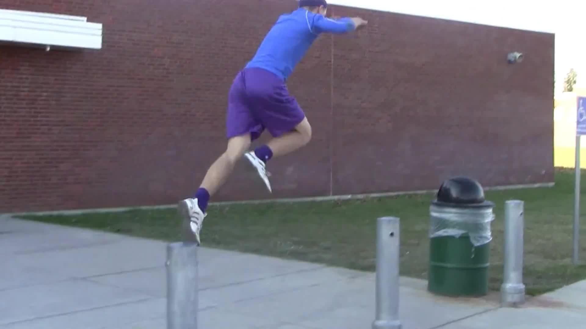 Kid in Red Pants Attempts to Jump over Pole | Jukin Media Inc