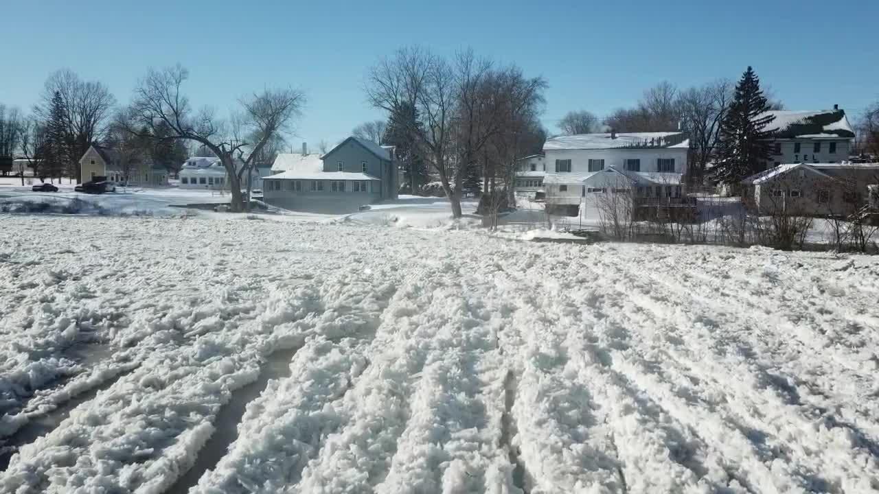 Ice Jam Breaks Apart Raising River Water Levels and Causes Flooding ...