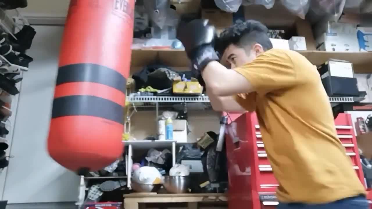 Kickboxer Gets Hit in Head While Practicing as Heavy Boxes Fall From ...