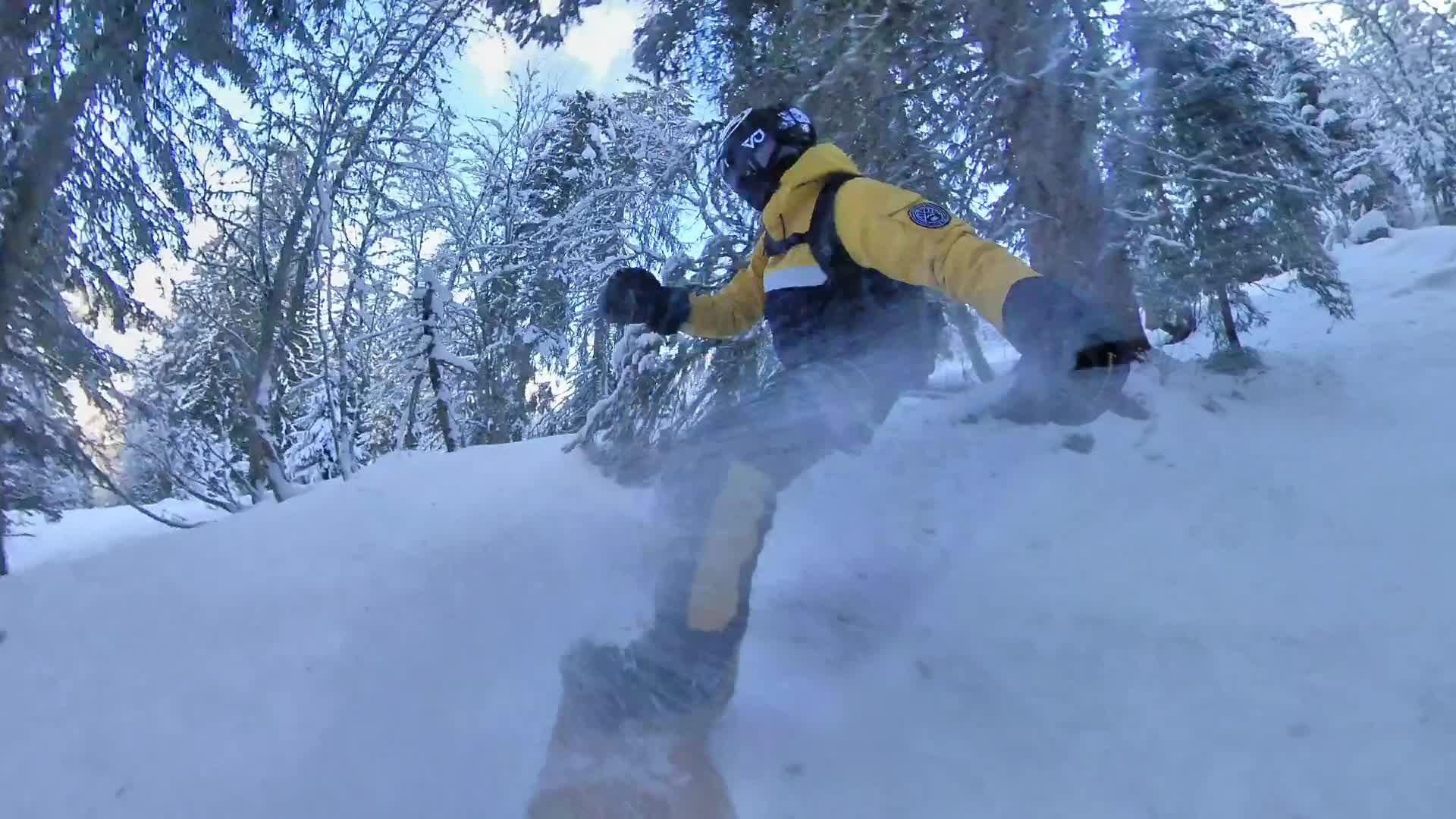 Two Guys Skillfully Snowboard While Dodging Trees | Jukin Media Inc