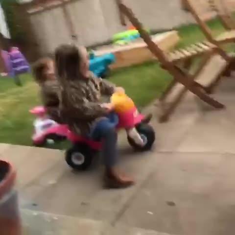 Enthusiastic Toddler Falls While Riding Toy Scooter | Jukin Licensing