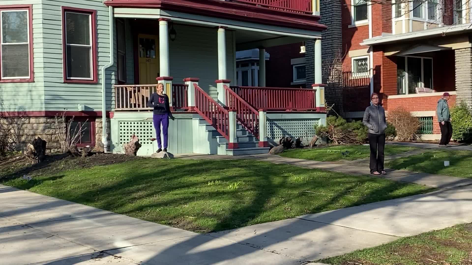 People Come Out of Houses and Dance While Respecting Social Distance ...