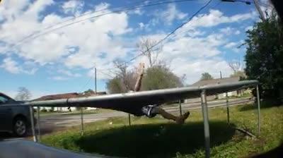 Guy breaks Through Trampoline While Flipping on it | Jukin Licensing
