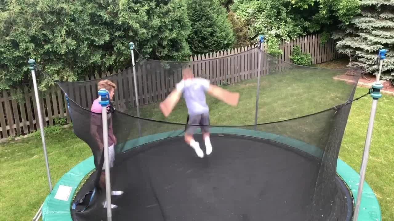 Guy Breaks Trampoline While Trying Backflips | Jukin Media Inc