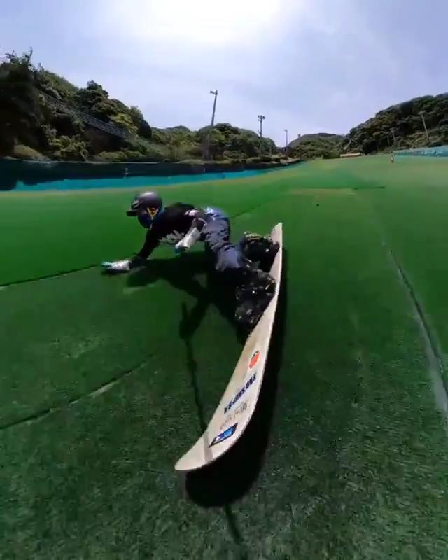 Guy Enjoys Grass Boarding On Artificial Grass | Jukin Media Inc