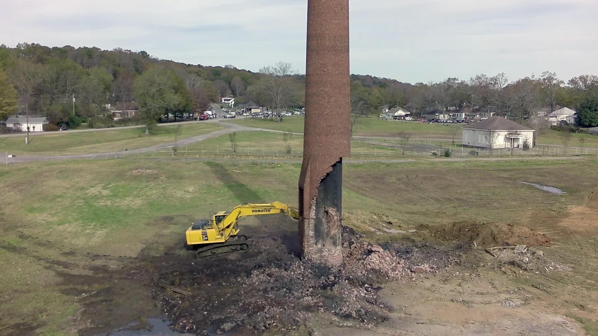 Smokestack Demolition Falls on Top of Tractor | Jukin Licensing
