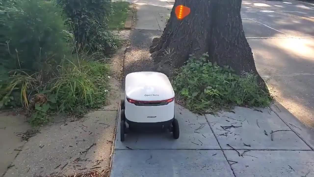 Delivery Robot Gets Stuck While Moving on Sidewalk | Jukin Licensing
